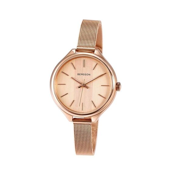 Bergson | Accessories | Bergson Rose Gold Mesh Watch Minimalist Style ...